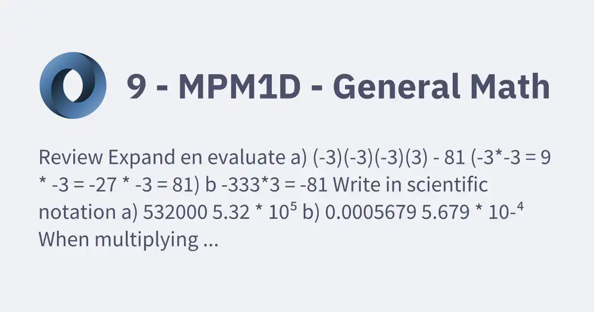 9 - MPM1D - General Math